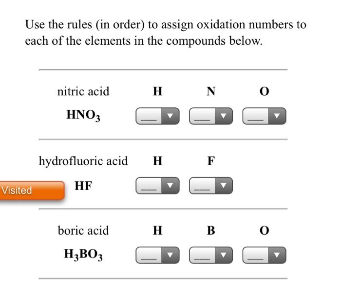 Solved Use the rules (in order) to assign oxidation numbers | Chegg.com