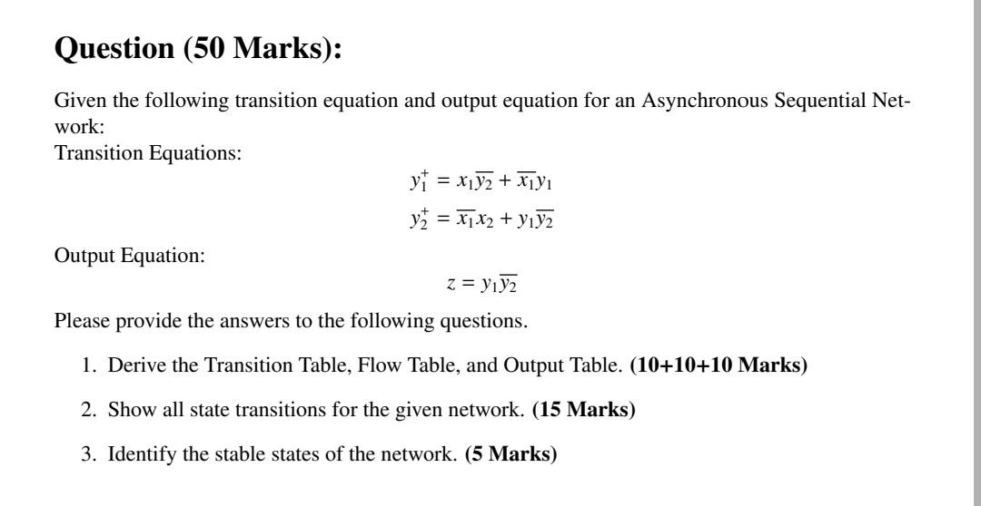 Solved Question (50 ﻿Marks):Given the following transition | Chegg.com