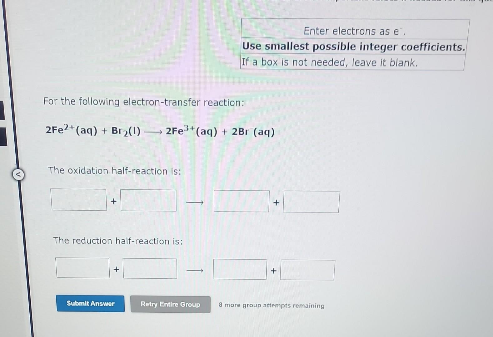 Solved For the following electron-transfer reaction: | Chegg.com