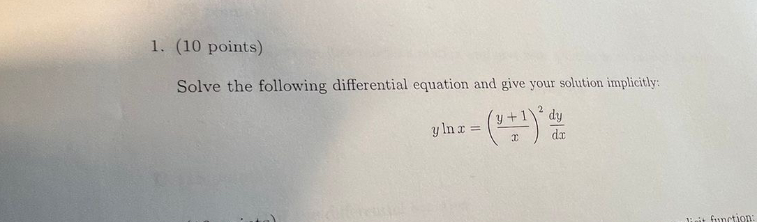Solved (10 ﻿points)Solve the following differential equation | Chegg.com