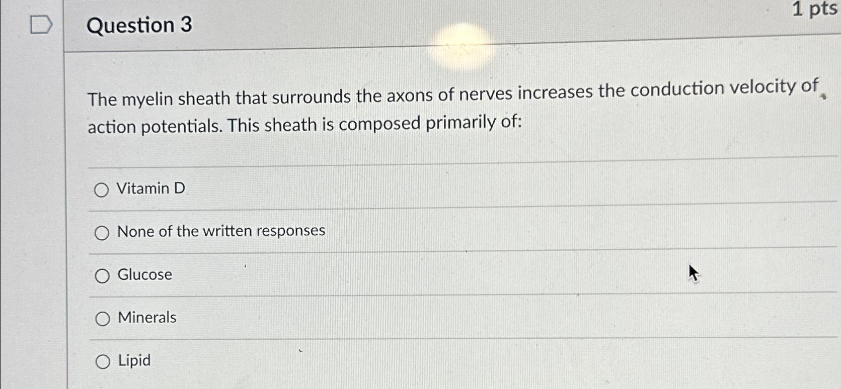Solved Question 31ptsThe myelin sheath that surrounds the | Chegg.com