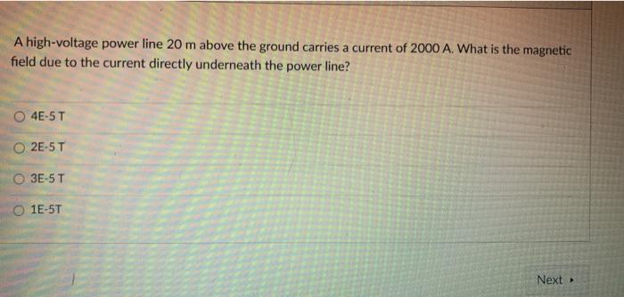 Solved A high-voltage power line 20 m above the ground | Chegg.com