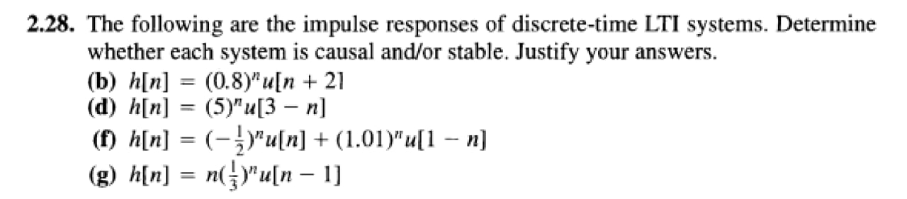 Solved 2.28. ﻿The following are the impulse responses of | Chegg.com