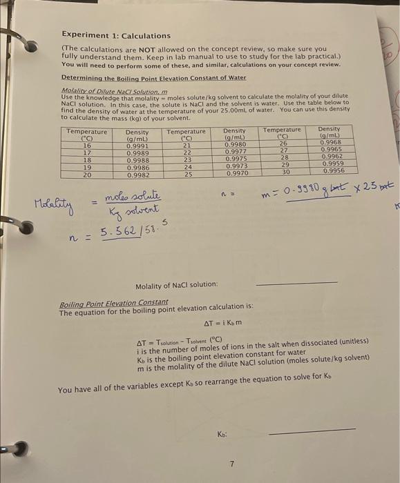 Solved Determining the Boiling Point Elevation Constant of | Chegg.com