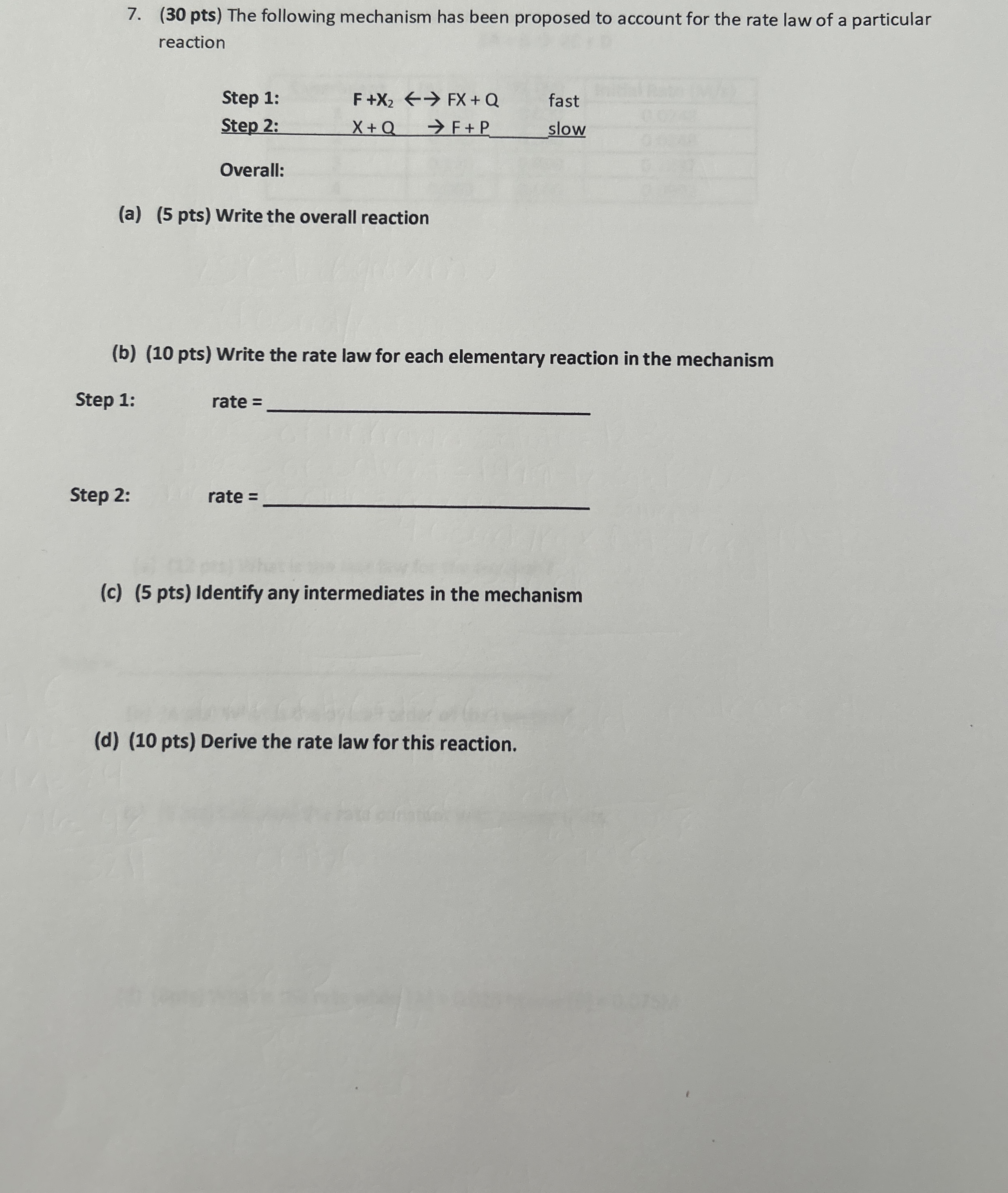 Solved ( 30 ﻿pts) ﻿The following mechanism has been proposed | Chegg.com