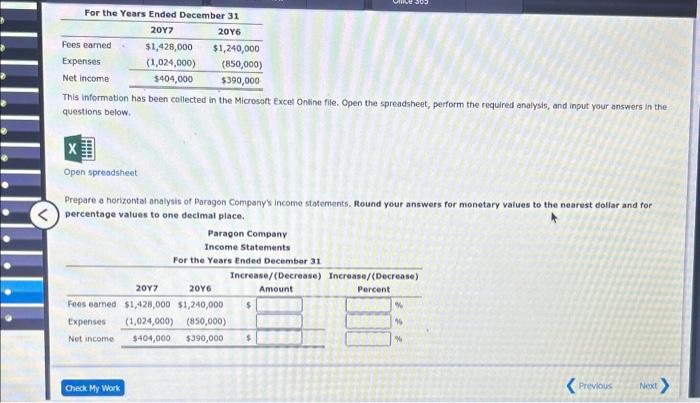 Solved Horizontal analysis Two income statements for Paragon | Chegg.com