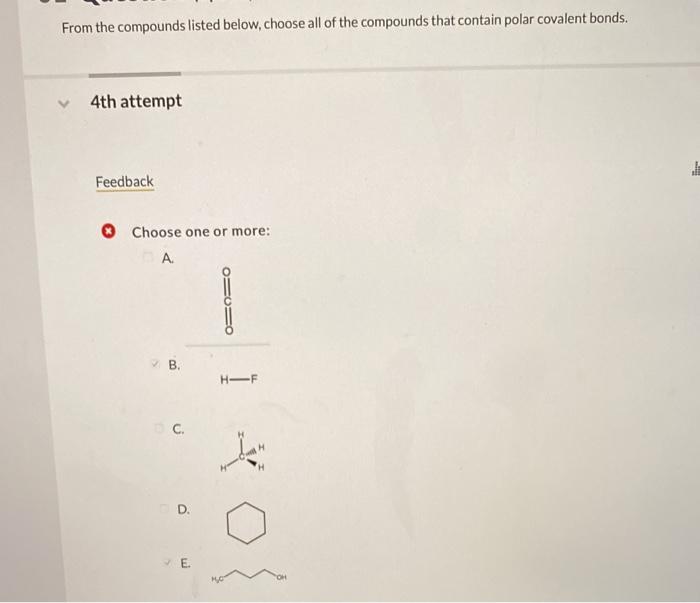 Solved From the compounds listed below, choose all of the | Chegg.com