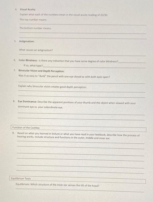 Solved 4 Visual Acuity: Explain what each of the numbers | Chegg.com