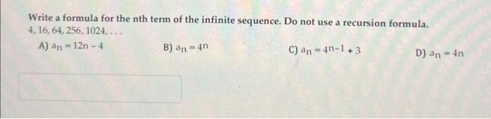 Solved Use the formula for the general term (the nth term) | Chegg.com