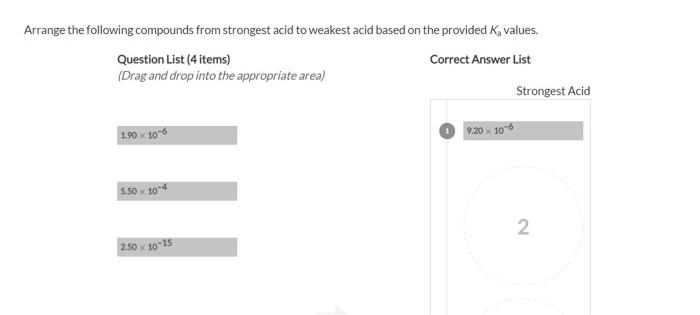 Solved Arrange the following compounds from strongest acid | Chegg.com