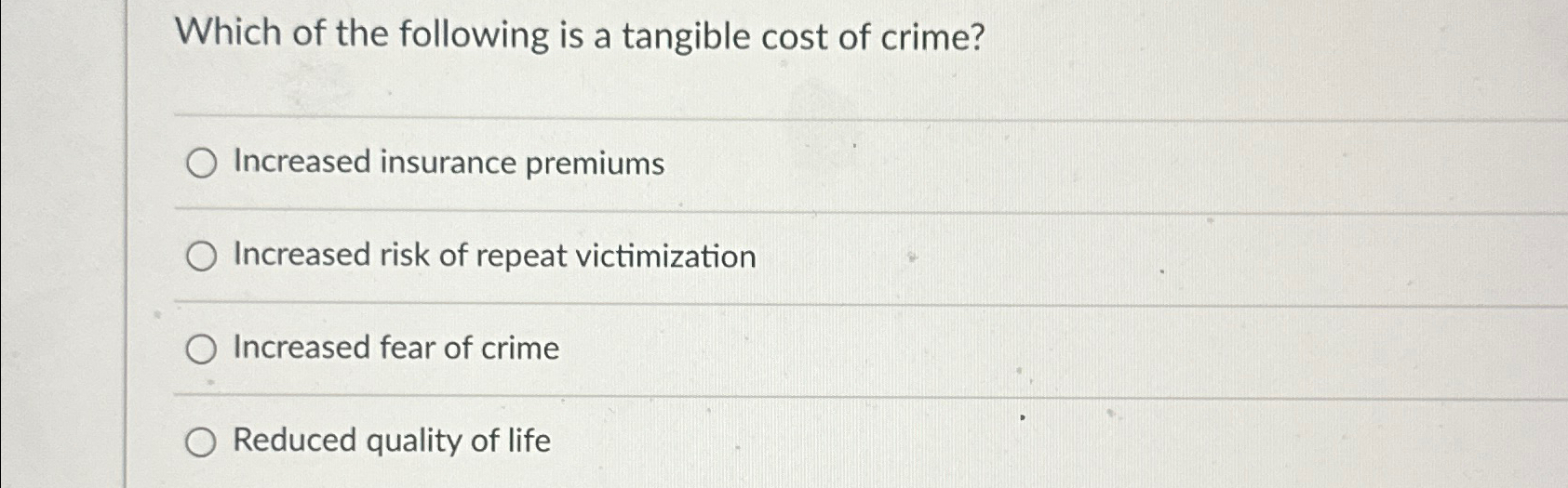 Solved Which of the following is a tangible cost of | Chegg.com