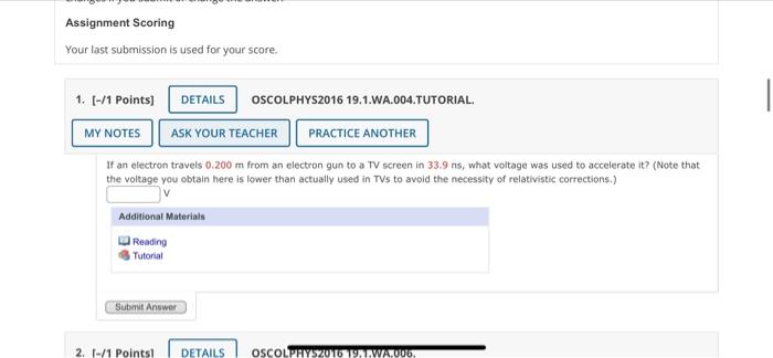 Solved Assignment Scoring Your last submission is used for | Chegg.com
