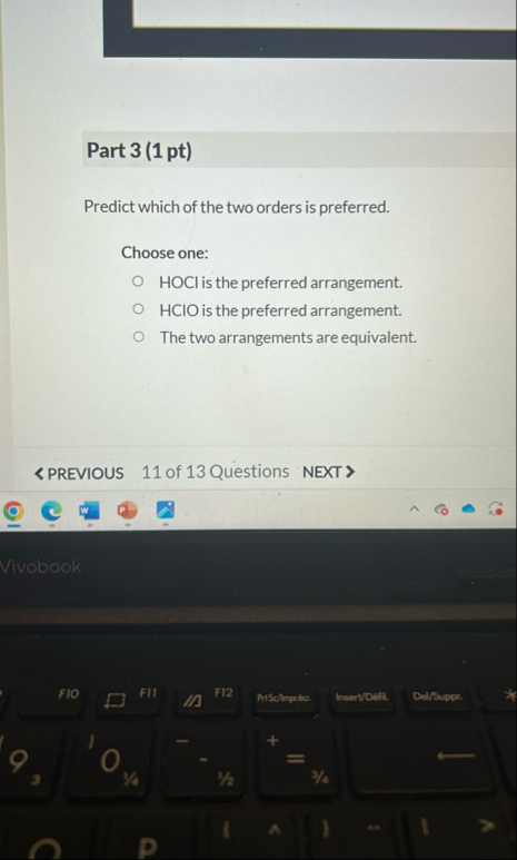 Solved Part 3 (1 ﻿pt)Predict which of the two orders is | Chegg.com