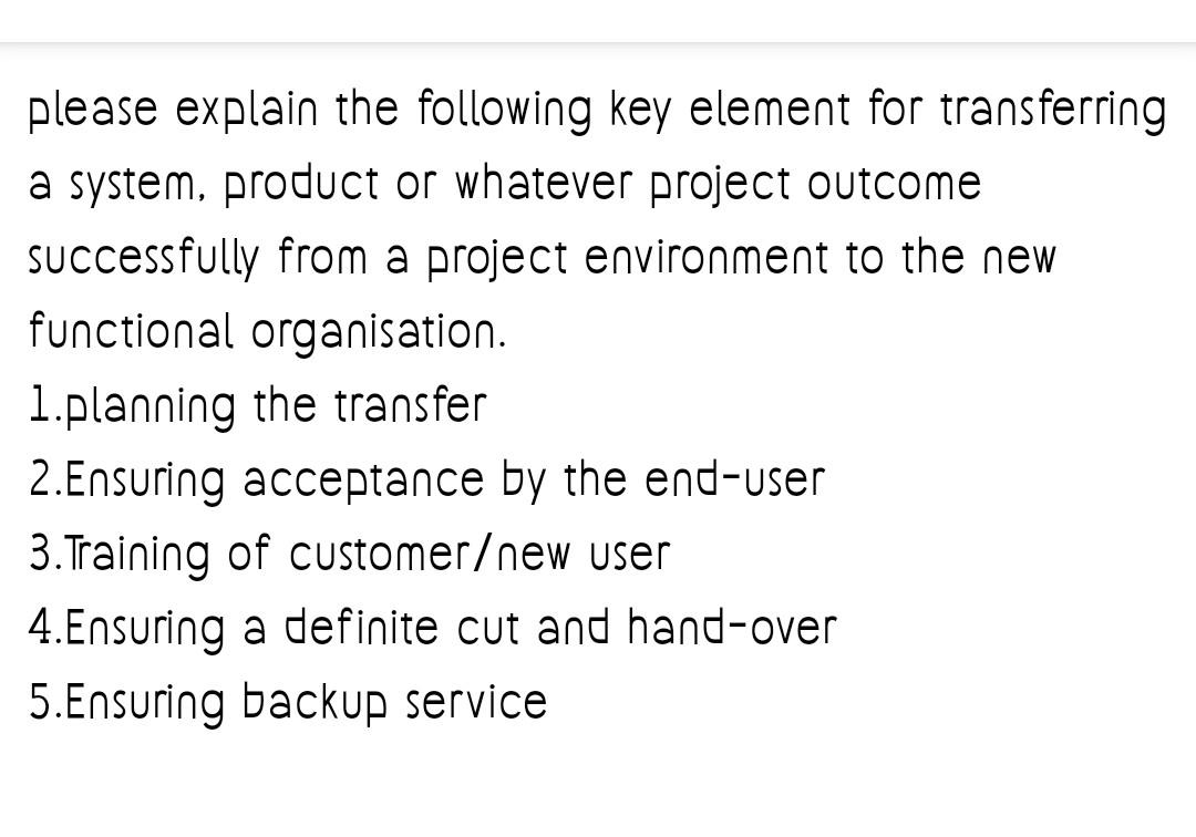 Solved please explain the following key element for | Chegg.com