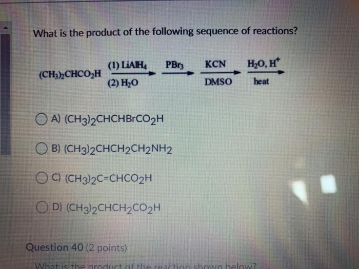Solved What is the product of the following sequence of | Chegg.com