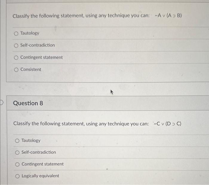 Classify the following statement, using any technique | Chegg.com