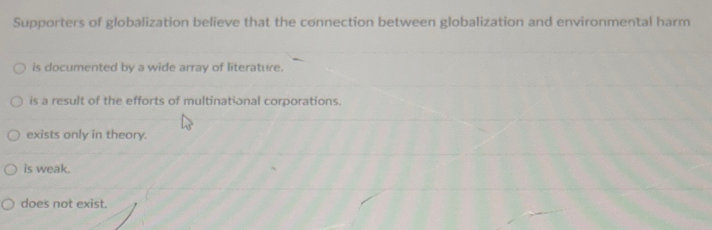 Solved Supporters of globalization believe that the | Chegg.com