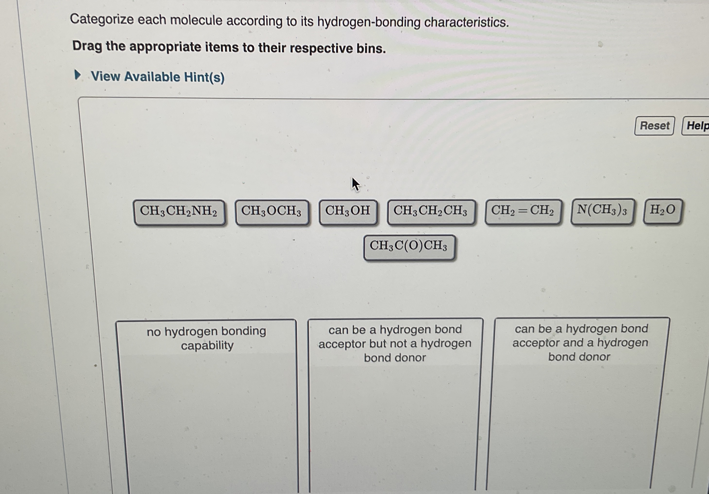 Solved Categorize each molecule according to its | Chegg.com
