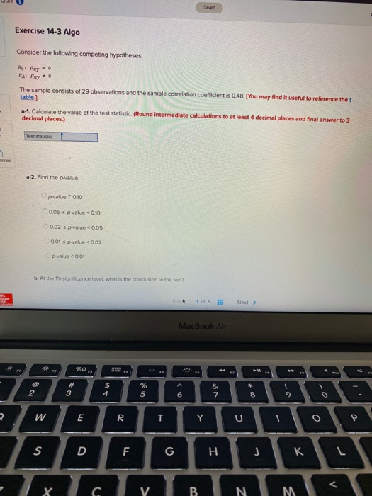 Solved Saved Exercise 14-3 Algo Consider the following | Chegg.com