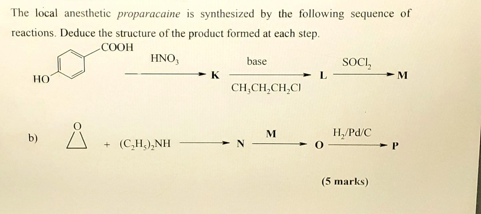 Solved The local anesthetic proparacaine is synthesized by | Chegg.com