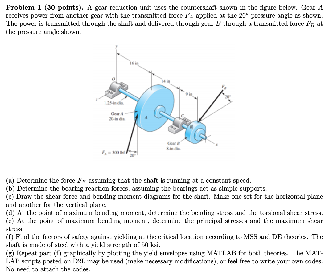 Solved by an EXPERT Problem 1 ( 30 ﻿points). ﻿A gear reduction unit ...