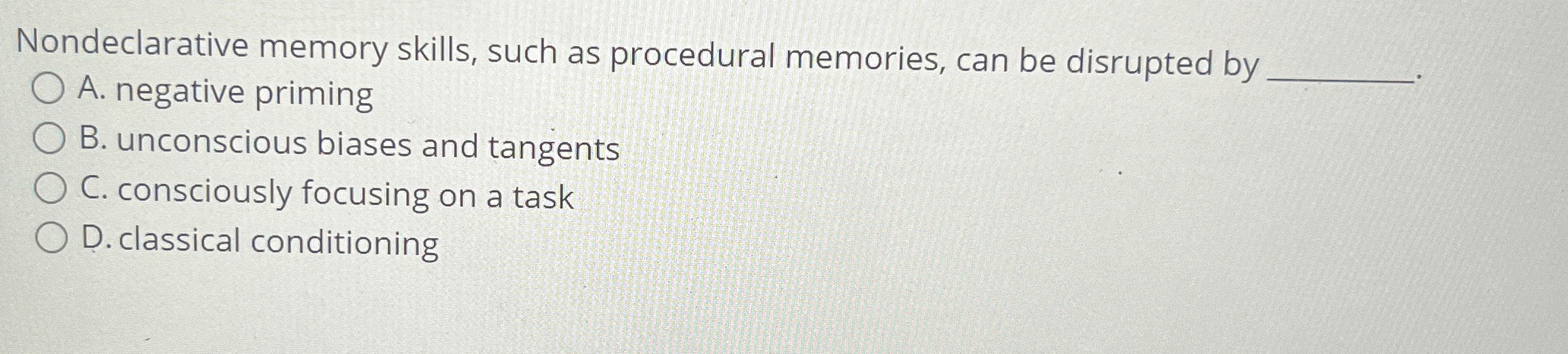 Solved Nondeclarative memory skills, such as procedural | Chegg.com