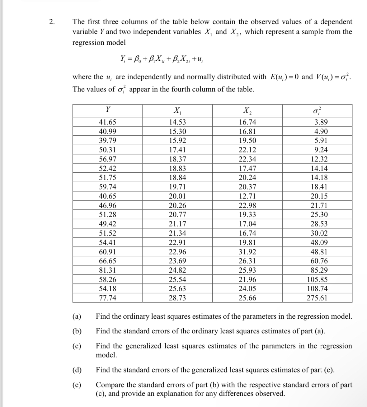 Solved The first three columns of the table below contain | Chegg.com