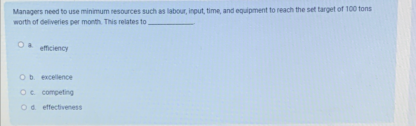 Solved Managers need to use minimum resources such as | Chegg.com