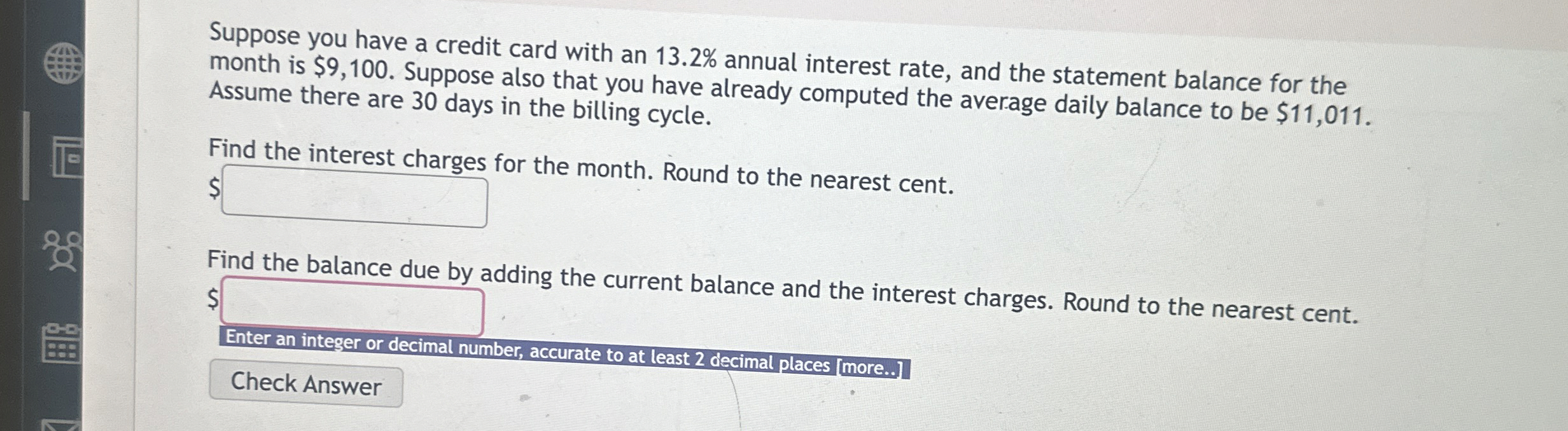 Solved Suppose you have a credit card with an 13.2% ﻿annual | Chegg.com