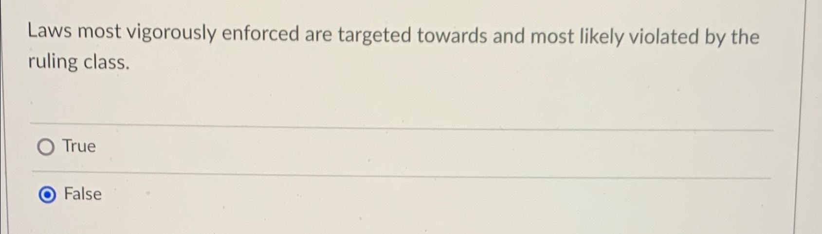 Solved Laws most vigorously enforced are targeted towards | Chegg.com