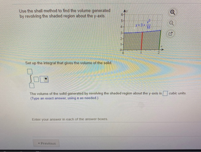 Solved Use the shell method to find the volume generated by | Chegg.com
