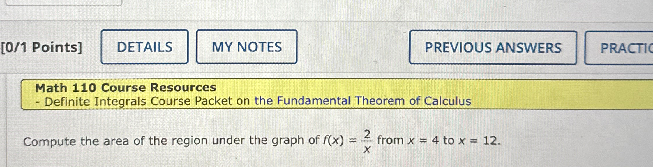 Solved [0/1 ﻿Points]Math 110 ﻿Course ResourcesDefinite | Chegg.com