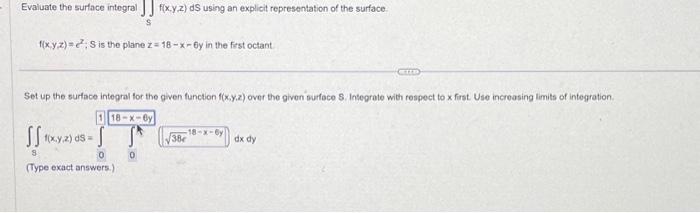 Solved Evaluate the surface integral f(x,y,z) ds using an | Chegg.com