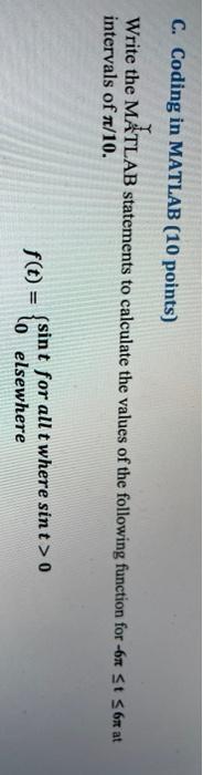 Solved write the matlab statements to calculate the values | Chegg.com