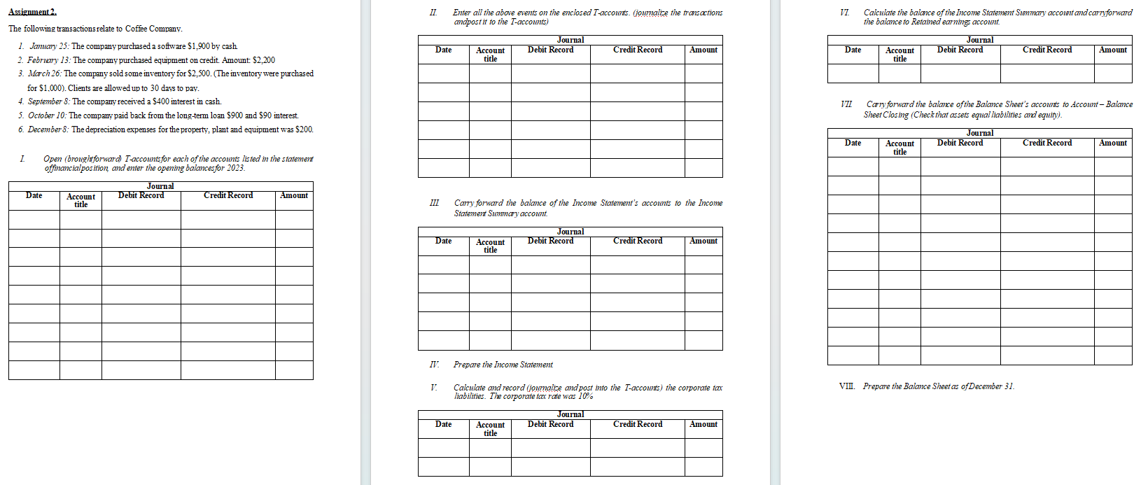 Solved Assignment 2.The following transactions relate to | Chegg.com