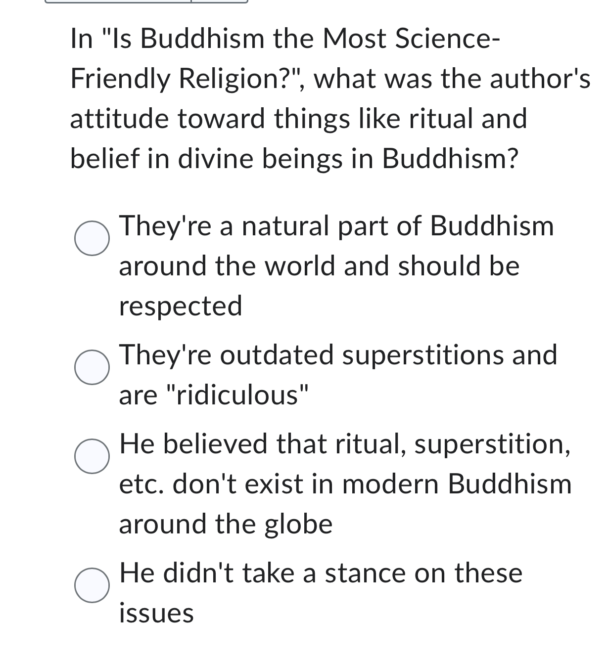 Solved In "Is Buddhism the Most ScienceFriendly Religion?", | Chegg.com