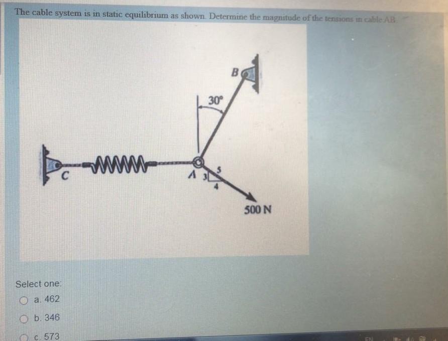 Solved The cable system is in static equilibrium as shown | Chegg.com