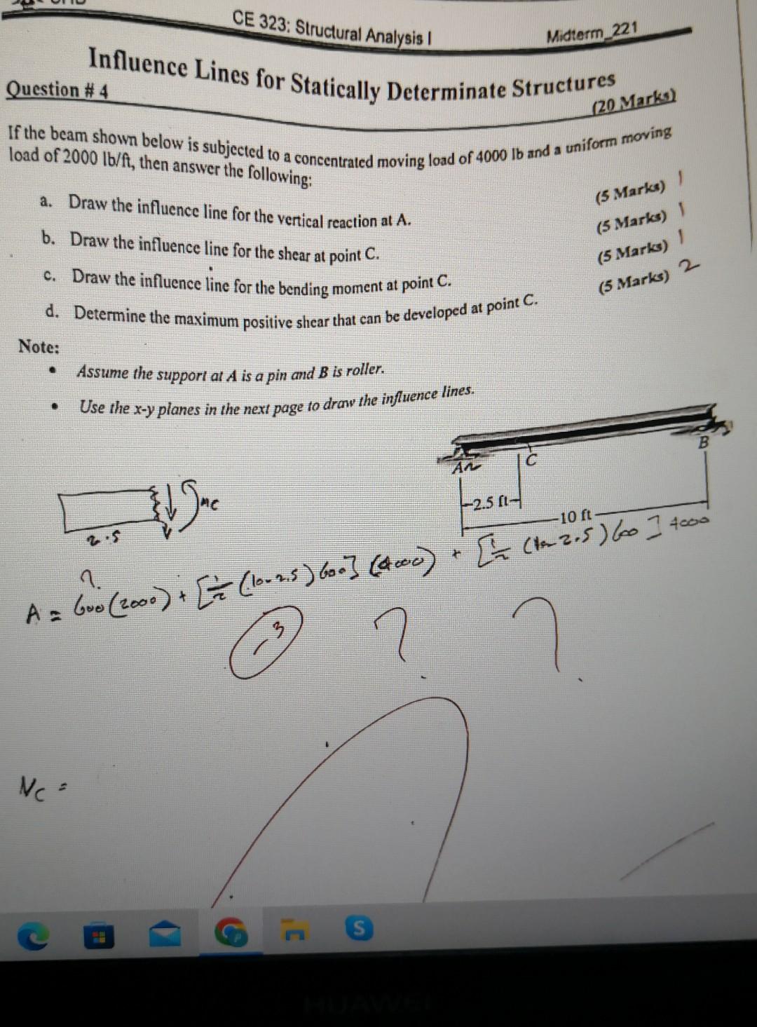 Solved Influence Lines for Statically Determinate Structures | Chegg.com