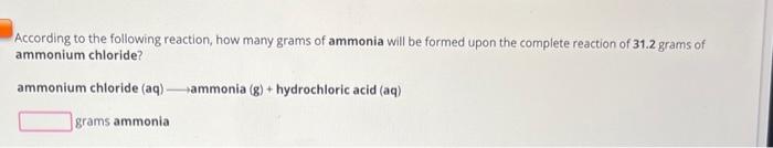 Solved According to the following reaction, how many grams | Chegg.com