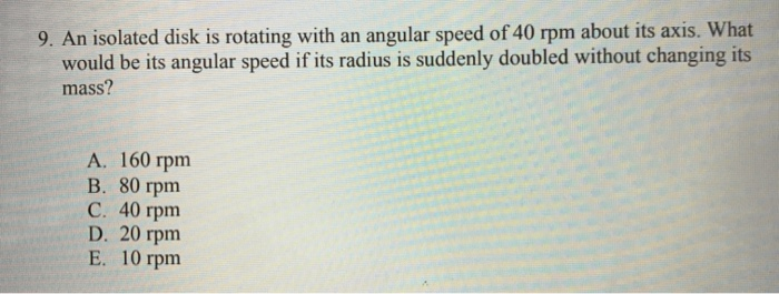 Solved 9. An isolated disk is rotating with an angular speed | Chegg.com