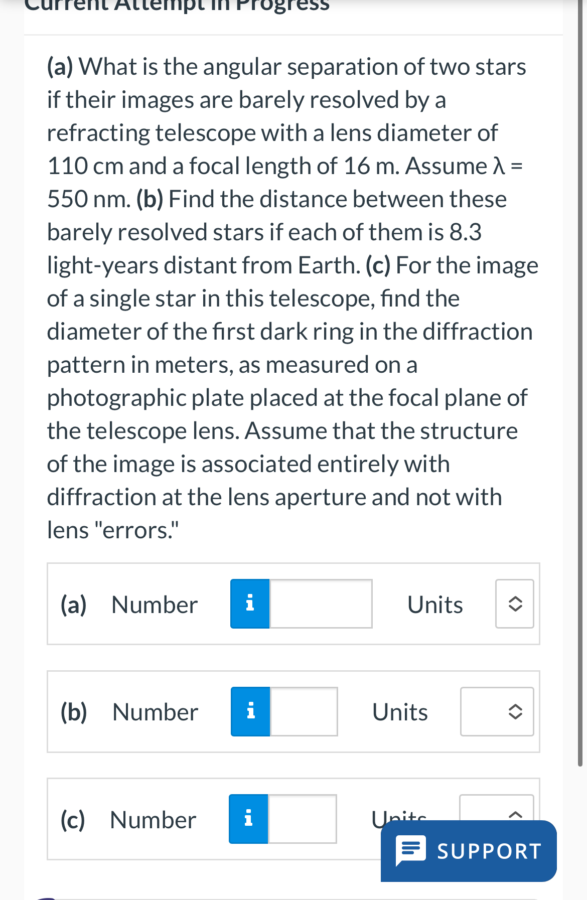 Solved (a) ﻿What is the angular separation of two stars if | Chegg.com