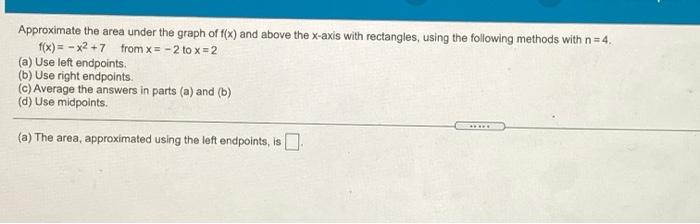 Solved Approximate the area under the graph of f(x) and | Chegg.com