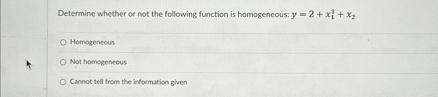 Solved Determine whether or not the following function is | Chegg.com