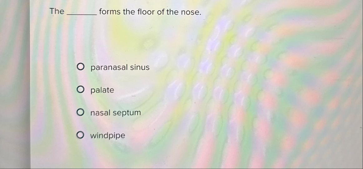 Solved The ﻿forms the floor of the nose.paranasal | Chegg.com