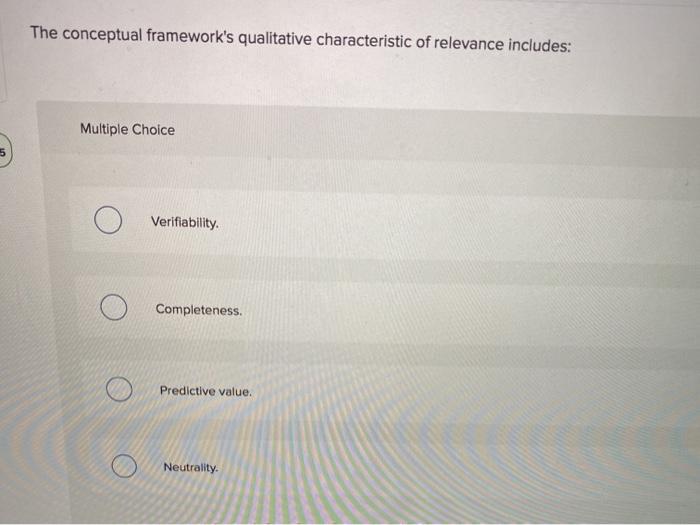 Solved The conceptual framework's qualitative characteristic | Chegg.com