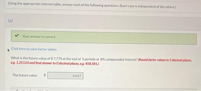 Solved Using the appropriate interest table, answer each of | Chegg.com