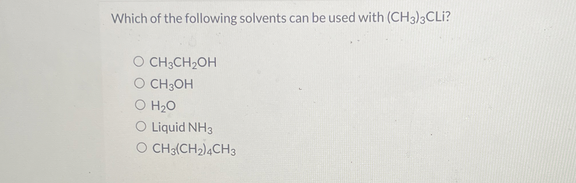 Solved Which of the following solvents can be used with | Chegg.com