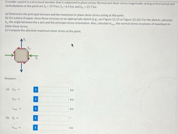 Solved 1 Consider a point in a structural member that is | Chegg.com