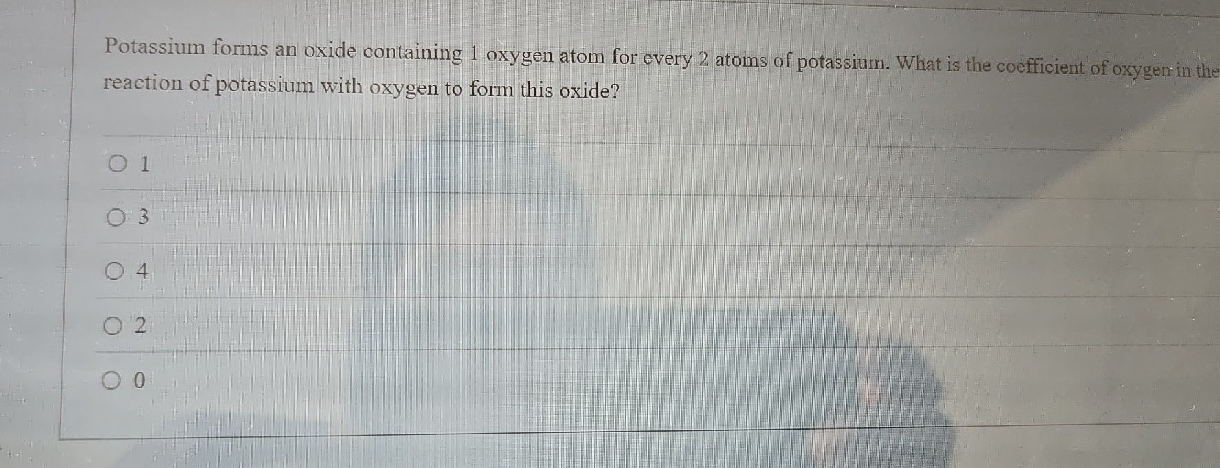 Solved Potassium forms an oxide containing 1 ﻿oxygen atom | Chegg.com