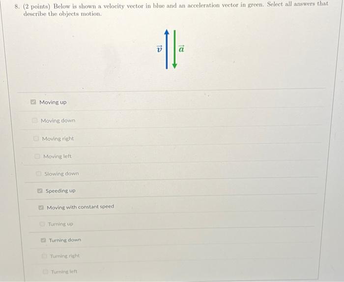 Solved 8. (2 points) Below is shown a velocity vector in | Chegg.com
